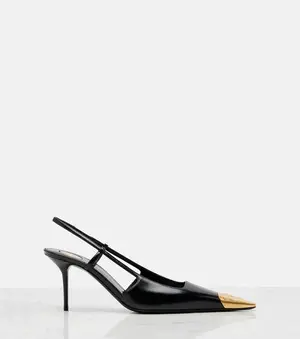 Saint Laurent Jeanne 75 Leather Slingback Pumps - Black