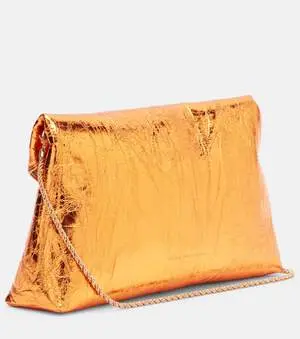 Dries Van Noten Envelope Medium Metallic Leather Clutch