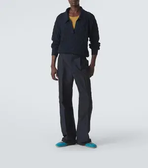 Dries Van Noten Open-knit Cotton Polo Sweater