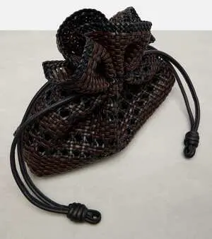 Loewe Flamenco Medium Woven Leather Clutch - Brown