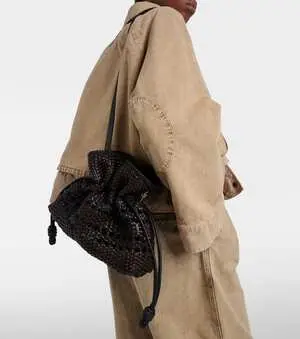 Loewe Flamenco Medium Woven Leather Clutch - Brown