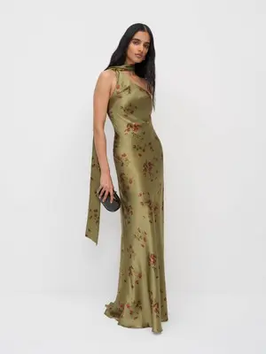 REFORMATION Jazzlyn Silk Maxi Dress - Green