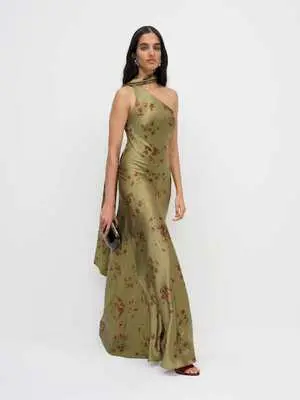 REFORMATION Jazzlyn Silk Maxi Dress - Green