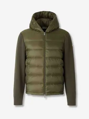 Moncler Moncler Knit And Padded Zip-Up Cardigan - Military Green