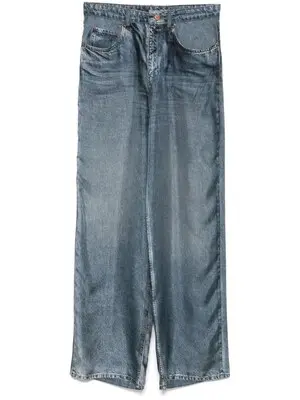 PIERRE-LOUIS MASCIA Denim Print Silk Trousers - Sky Blue