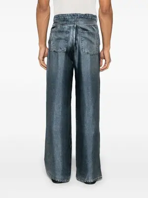PIERRE-LOUIS MASCIA Denim Print Silk Trousers - Sky Blue