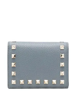 Valentino Garavani Rockstud Leather Flap Wallet - Grey