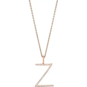 SHYMI Jumbo Pavé Block Initial Pendant Necklace - Rose
