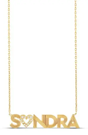 SHYMI Pavé Heart & Fluted Name Pendant Necklace - Gold