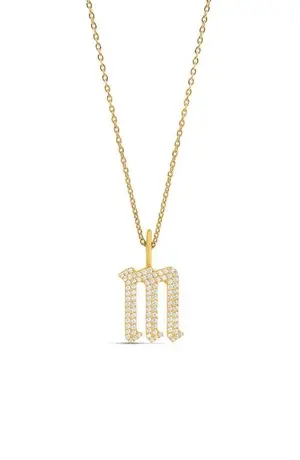 SHYMI Gothic Initial Charm Necklace - Gold