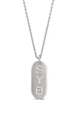 SHYMI Pavé Cubic Zirconia Name Tag Pendant Necklace - Silver