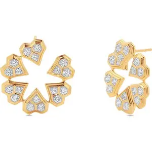 SARA WEINSTOCK Honeycomb Diamond Heart Hoop Earrings