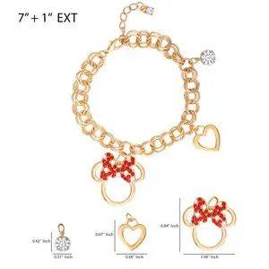 Disney Minnie Mouse Bow Charm Bracelet - Gold