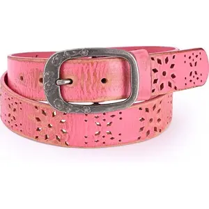 OLD TREND Blooming Perforated Leather Belt - Pink