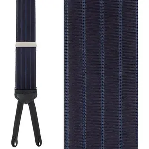 Trafalgar Jefferson Brushed Pinstripe Elastic Formal End Suspenders - Navy Blue