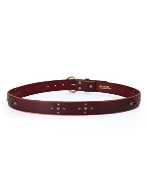 OLD TREND Genuine Leather Studded Vintage Inspired Belt - Red
