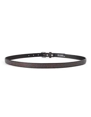 OLD TREND Studded Genuine Leather Slim Belt - Brown