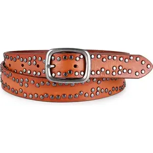 OLD TREND Westland Genuine Leather Studded Belt - Camel