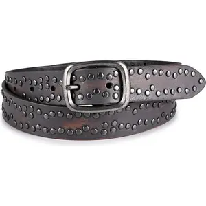 OLD TREND Westland Genuine Leather Studded Belt - Grey