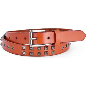 OLD TREND Genuine Leather Studded Belt - Camel