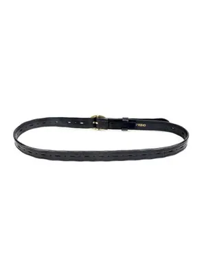 OLD TREND Genuine Leather Perforated Detail Belt - Black