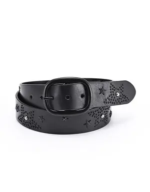 OLD TREND Genuine Leather Star Studded Heritage Belt - Black