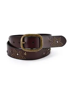 OLD TREND Genuine Leather Star Studded Heritage Belt - Brown