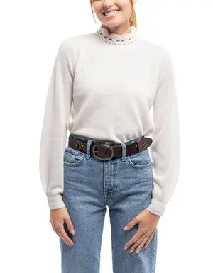 OLD TREND Glory Genuine Leather Star Studded Belt - Brown