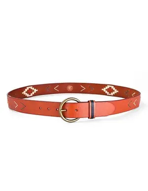 OLD TREND Handcrafted Leather Perforated Belt - Camel