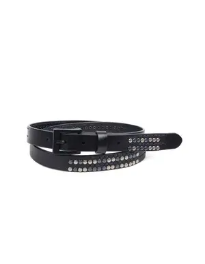 OLD TREND Ficus Studded Leather Belt - Black