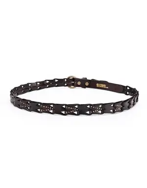 OLD TREND Oranda Genuine Leather Woven Studded Belt - Brown