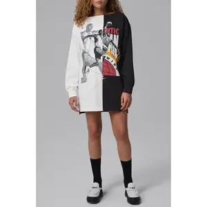JORDAN Flight Graphic Cotton Sweatshirt Dress - Sail/black