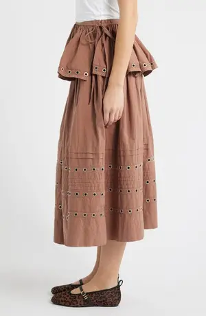 DAMSON MADDER Anika Ruffle Grommet Maxi Skirt