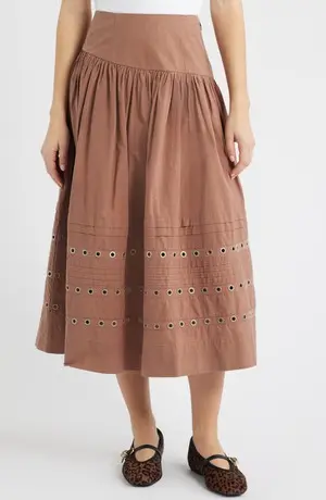 DAMSON MADDER Anika Ruffle Grommet Maxi Skirt