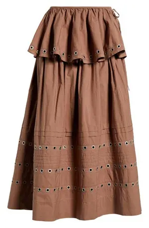 DAMSON MADDER Anika Ruffle Grommet Maxi Skirt