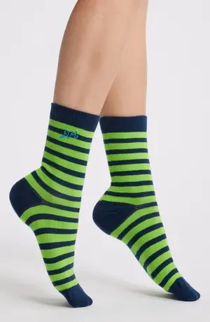 DAMSON MADDER 2-pack Striped Crew Socks - Green Blue Multi