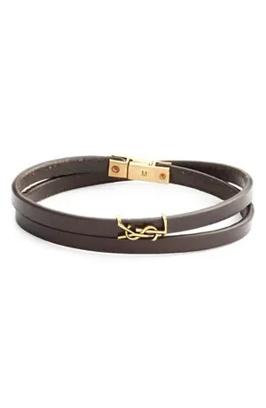 Saint Laurent Thin Double Wrap Bracelet - Brown/light Bronze