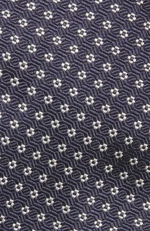 Saint Laurent Geo Jacquard Silk Neck Tie - Navy/off White