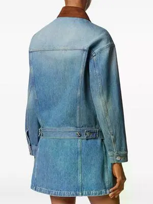 Versace Denim Jacket With Brown Collar