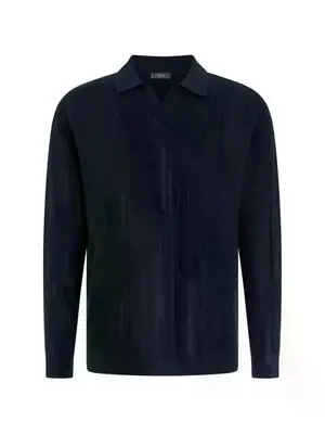 Boggi Milano Open-neck Ribbed Sweater - Blue