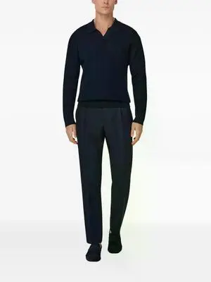 Boggi Milano Open-neck Ribbed Sweater - Blue
