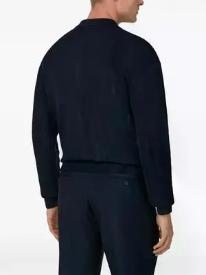 Boggi Milano Open-neck Ribbed Sweater - Blue