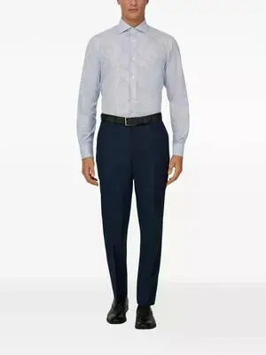Boggi Milano Windsor-collar Striped Shirt - Blue