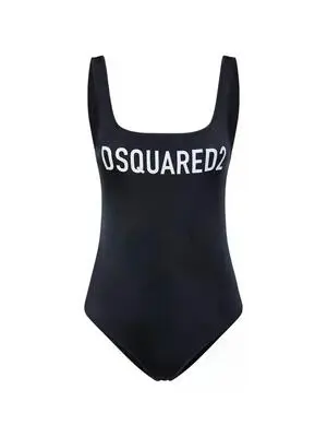 Dsquared2 Logo-print Square-neck One-piece Swimsuit - Black