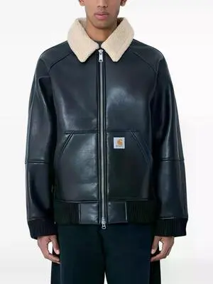 Carhartt Work In Progress Shearling Collar Leather Jacket