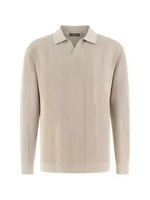 Boggi Milano Open-neck Ribbed Sweater - Neutrals