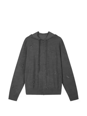 JNBY Knitted Zip-up Hoodie With Tassel Detail - Grey