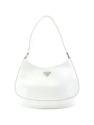 Prada Cleo Shoulder Bag Spazzolato Leather Medium Hobo Bag - White