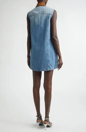Versace Suede Trim Denim Shirtdress