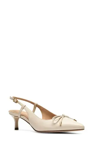 Clarks Zarey Bow Slingback Pumps - Cream Leather